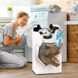 SUABO Laundry Hamper Round Storage Dinosaur T-Rex Through The Paper Wall Large Storage Basket Clothes Laundry Hamper Toy Books Holder Collapsible Basket