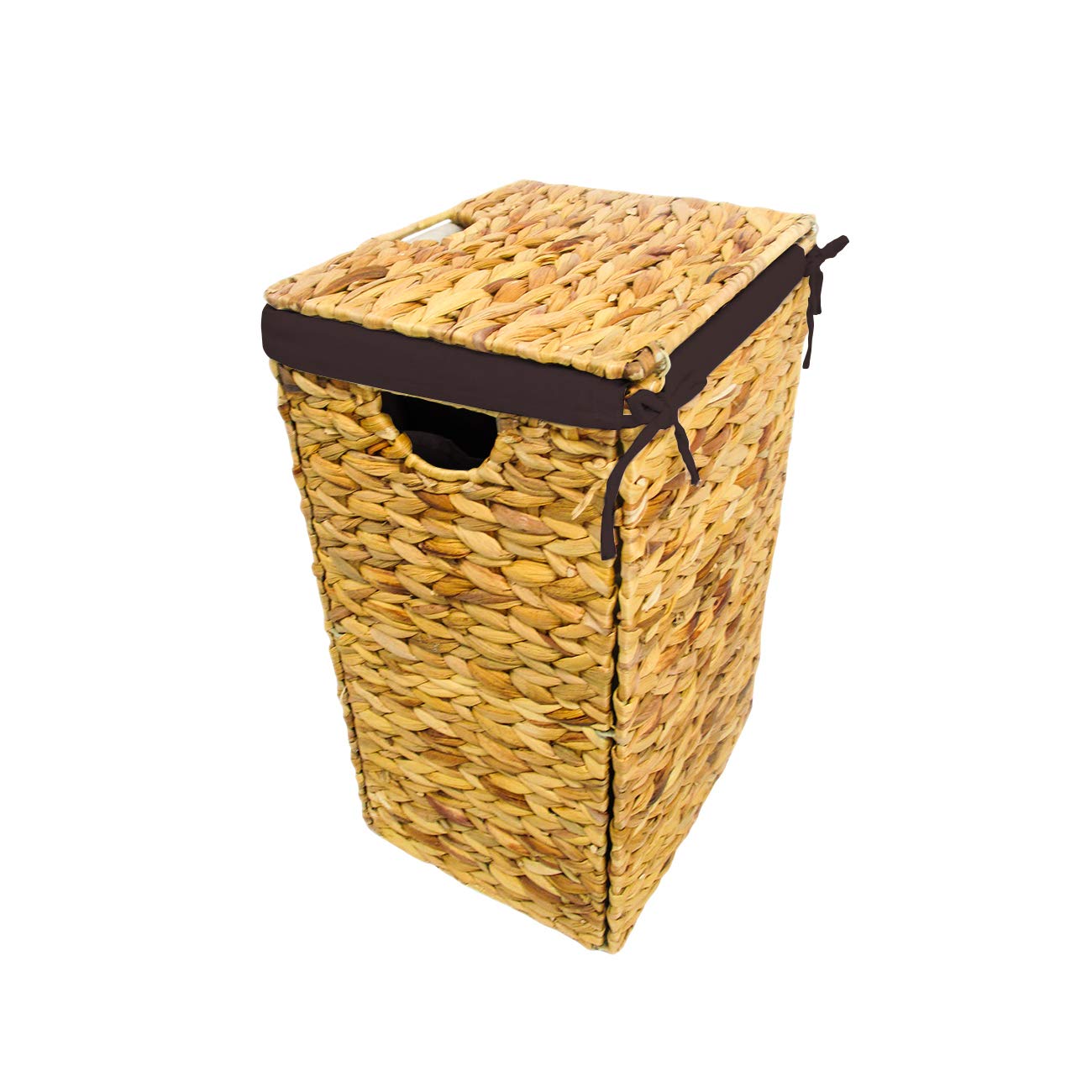 Wicker Laundry Hamper Basket With Lid and Brown Liner by Trademark Innovations