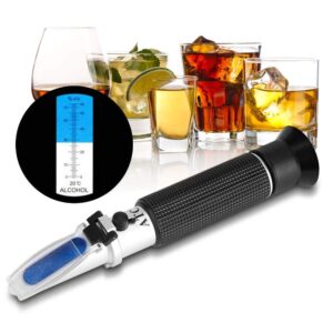 abuycs high proof alcohol refractometer, atc alcohol refractometer with 0-80% alcohol measurement range for liquor and spirits. high accuracy ±1% alcohol refractometer for whiskey, brandy, vodka, etc.