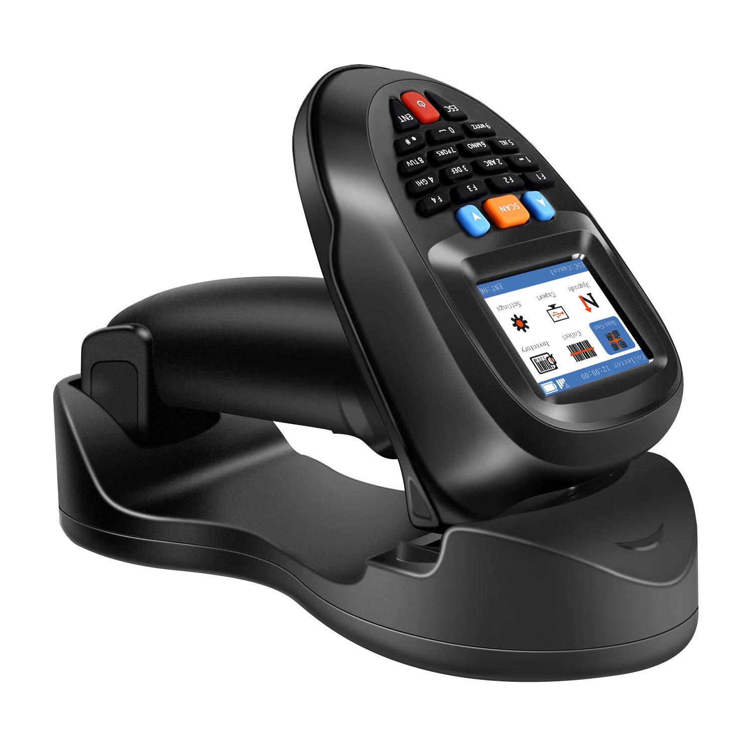 trohestar 2D Inventory Scanner Wireless Barcode Scanner Portable Barcode Reader 1D 2D PDF Data Collector Handheld Barcode Scanner with 2.2 inch LCD Screen & Charging Base