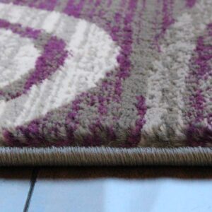 Masada Rugs, Stephanie Collection Area Rug Modern Contemporary Design 1103 Purple Grey White (2 Feet X 7 Feet 3 Inch) Runner