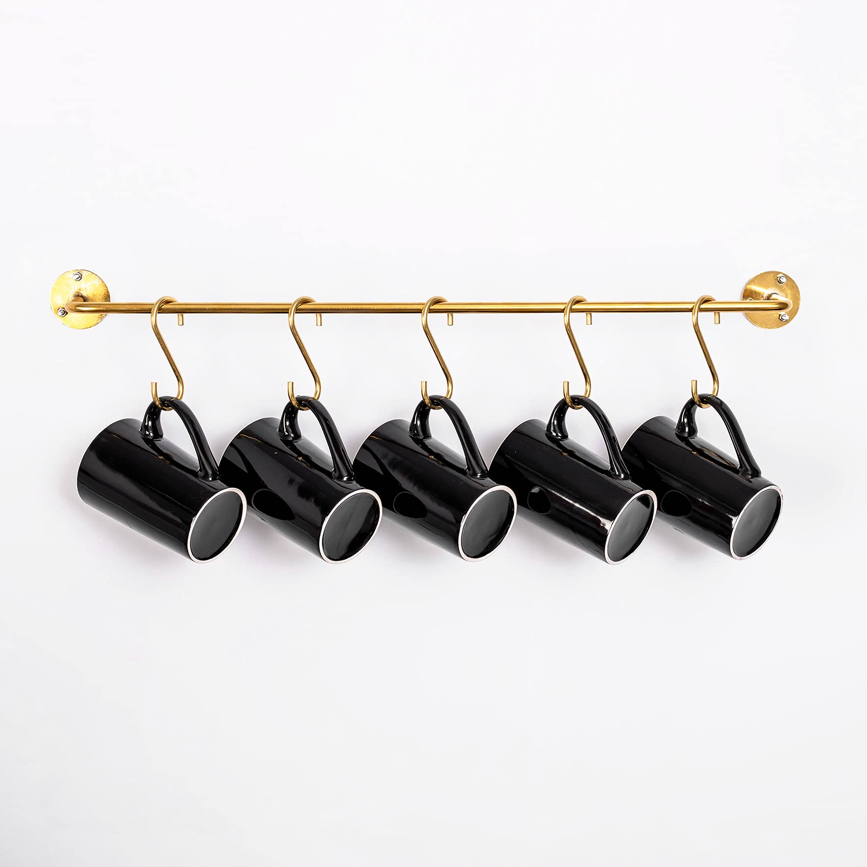 12 Pieces Brass S Shaped Hooks, Gold Coat Clothes Towel Hangers, Kitchen Pots Pans Coffee Cups Rack Hooks