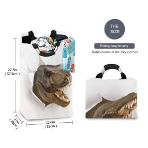 SUABO Laundry Hamper Round Storage Dinosaur T-Rex Through The Paper Wall Large Storage Basket Clothes Laundry Hamper Toy Books Holder Collapsible Basket