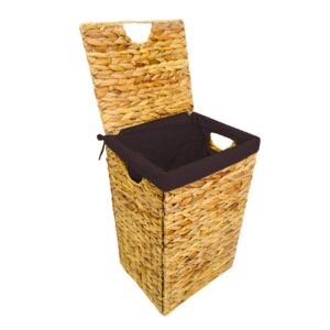 Wicker Laundry Hamper Basket With Lid and Brown Liner by Trademark Innovations