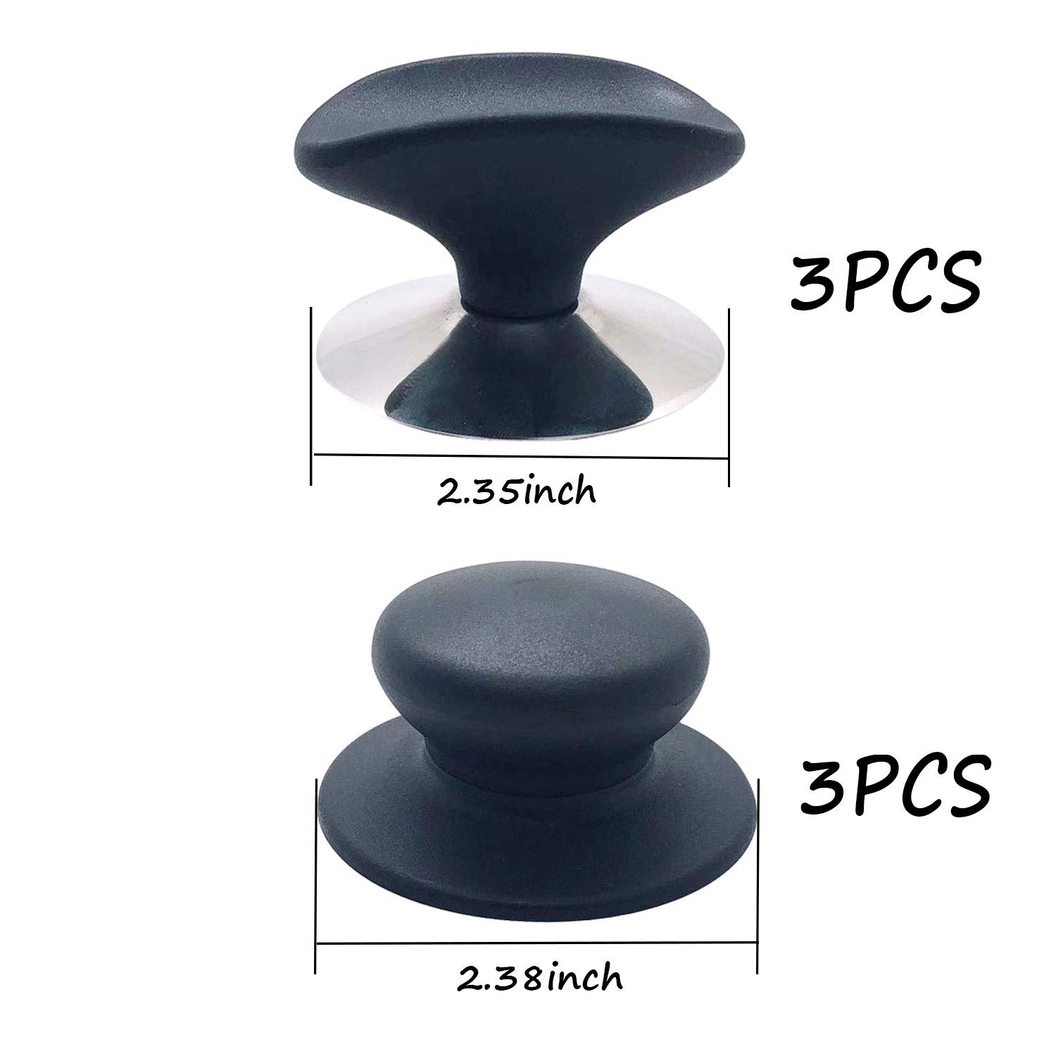 6 PCS Handgrip Lid Knob Cap Universal Pan Pot Grip Lid Knob Handle 2 Style Cookware Pot Knob Pan Lid Handle Replacement