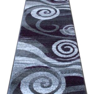 Masada Rugs, Stephanie Collection Area Rug Modern Contemporary Design 1103 Purple Grey White (2 Feet X 7 Feet 3 Inch) Runner