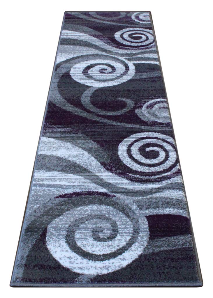 Masada Rugs, Stephanie Collection Area Rug Modern Contemporary Design 1103 Purple Grey White (2 Feet X 7 Feet 3 Inch) Runner