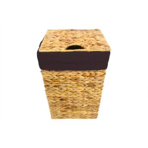 wicker laundry hamper basket with lid and brown liner by trademark innovations