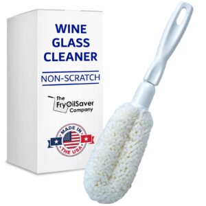 flute and stemware wine glass cleaning brush, non-scratch soft foam bristles & dishwasher safe, glass cleaner brush for crystal glasses, champagne glass bottle, mugs & tumblers by fryoilsaver co. b61c