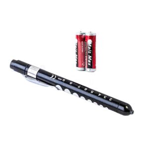 reusable nurse aluminum penlight pocket medical led with pupil gauge - batteries included - nurse starter kits nurse gift for medical staff emts paramedics doctors first responders (black)