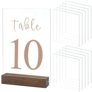 10 pack clear acrylic sign for table numbers, 5x7 inch acrylic sign blanks acrylic sheets 1/8 inch thick, use for diy table numbers wedding table signs display stand signs for wedding party events