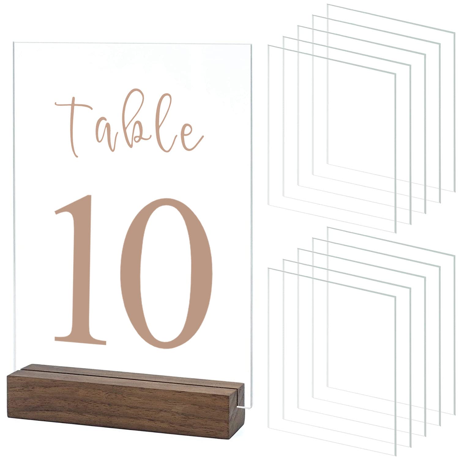 10 Pack Clear Acrylic Sign for Table Numbers, 5x7 Inch Acrylic Sign Blanks Acrylic Sheets 1/8 inch Thick, Use for DIY Table Numbers Wedding Table Signs Display Stand Signs for Wedding Party Events