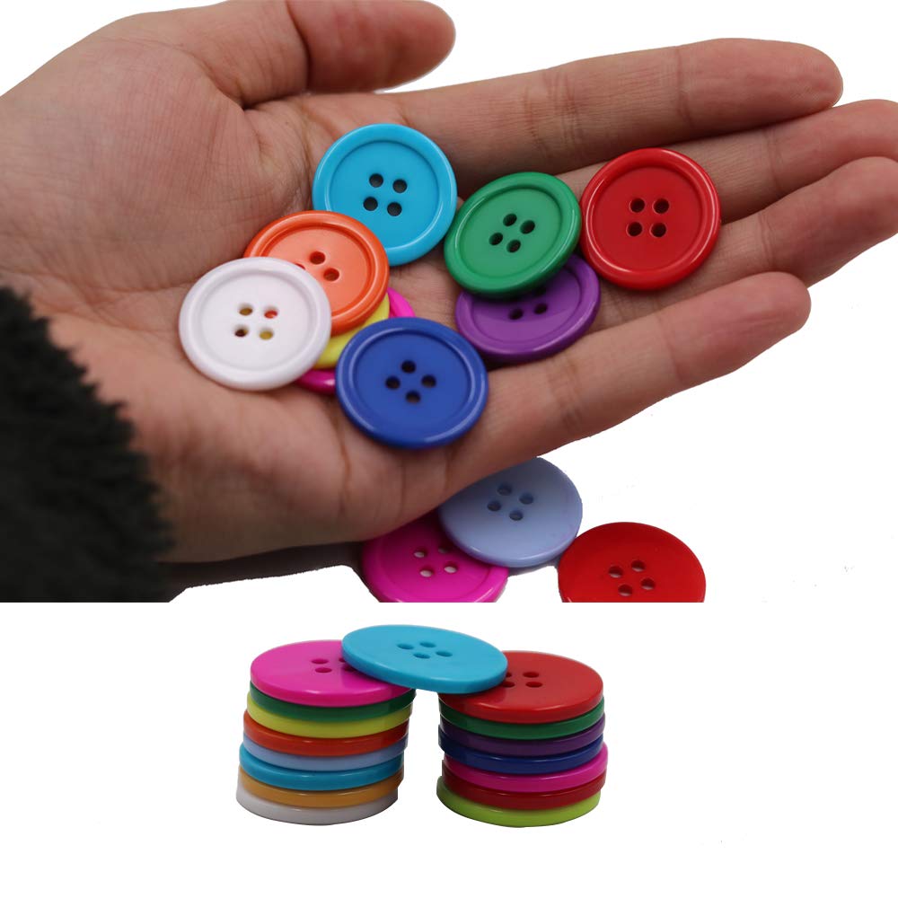 Mahaohao 1 Inch Buttons Sewing Flatback Resin Button 12 Mixed Colors Pack of 100