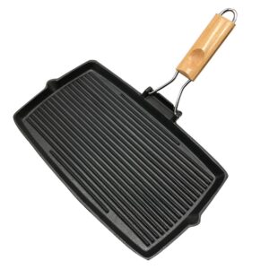 rectangular thick cast iron skillet bbq grill pan stripe steak pot uncoated non-stick frying pan barbecue picnic pot