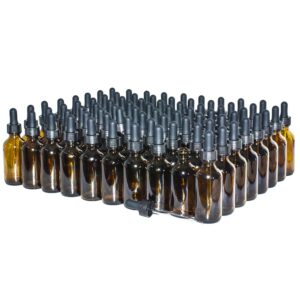 (pack of 80) 2 oz. amber boston round with black glass dropper