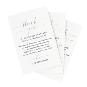 bliss collections wedding reception thank you cards, pack of 50 real silver foil cards, great addition to your table centerpiece, place setting, wedding decorations, each card is 4x6, made in the usa