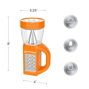 Wakeman LED Lantern Flashlight Combo - Portable 3-in-1 Lightweight Lamp with Side Panel Light for Camping, Hiking & Emergencies Outdoors (Orange)