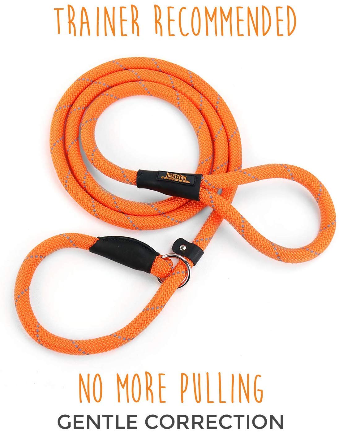 Mighty Paw 6' Slip Dog Leash - Gentle Correction with No More Pulling - Rock Climbers Rope for Ultimate Strength - Universal Design - One Size Fits All - Control When You Need It - Reflective Thread