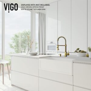 VIGO VG02001MGK2 19" H Edison Single-Handle with Pull-Down Sprayer Kitchen Faucet with Soap Dispenser in Matte Gold