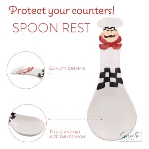 Kitchen Decor Ceramic Spoon Rest - Fat Chef