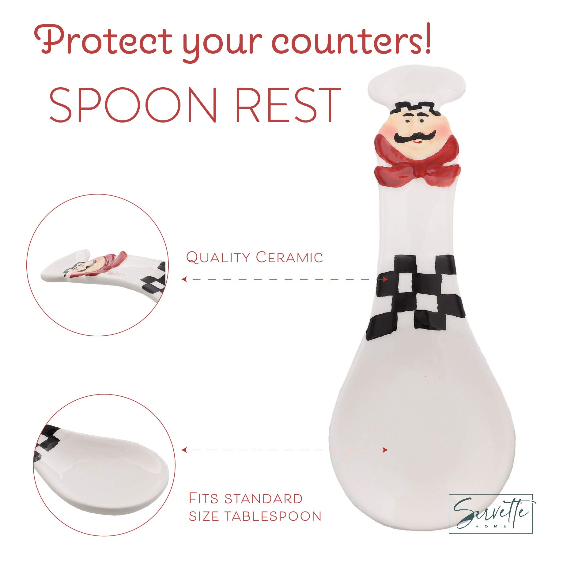 Kitchen Decor Ceramic Spoon Rest - Fat Chef