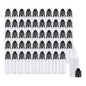 eau 15ml ldpe plastic thin tip dropper bottles, small empty squeeze dropper bottles (50pcs, black caps), bpa free