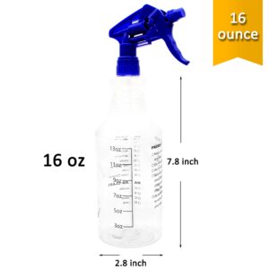 Youngever 4 Pack Empty Spray Bottles, 16 Ounce Spray Bottles for Cleaning Solutions, All - Purpose with Clear Finish, Pressurized Sprayer, Adjustable Nozzle, Printed Measurements and Checkbox