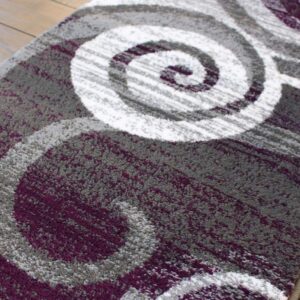 Masada Rugs, Stephanie Collection Area Rug Modern Contemporary Design 1103 Purple Grey White (2 Feet X 7 Feet 3 Inch) Runner