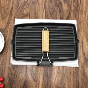 Rectangular Thick Cast Iron Skillet Bbq Grill Pan Stripe Steak Pot Uncoated Non-stick Frying Pan Barbecue Picnic Pot