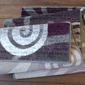 Masada Rugs, Stephanie Collection Area Rug Modern Contemporary Design 1103 Purple Grey White (2 Feet X 7 Feet 3 Inch) Runner