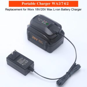 UNGINO WA3742 Replace worx 20v lithium Battery Charger WA3742 WA3732 to Charge Worx 20V MAX Lithium Battery WA3520 WA3525 WA3512 WA3512.1 WA3522 WA3544 WA3575 WA3578…