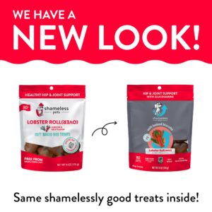 Shameless Pets Soft-Baked Dog Treats, Lobster Rollover - Natural & Healthy Dog Chews for Hip & Joint Support with Glucosamine - Dog Biscuits Baked & Made in USA, Free from Grain, Corn & Soy - 3-Pack