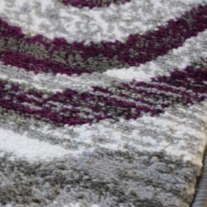 Masada Rugs, Stephanie Collection Area Rug Modern Contemporary Design 1103 Purple Grey White (2 Feet X 7 Feet 3 Inch) Runner