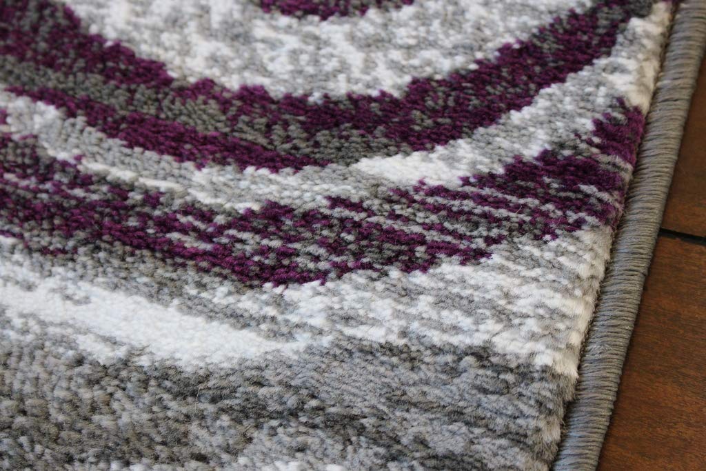 Masada Rugs, Stephanie Collection Area Rug Modern Contemporary Design 1103 Purple Grey White (2 Feet X 7 Feet 3 Inch) Runner