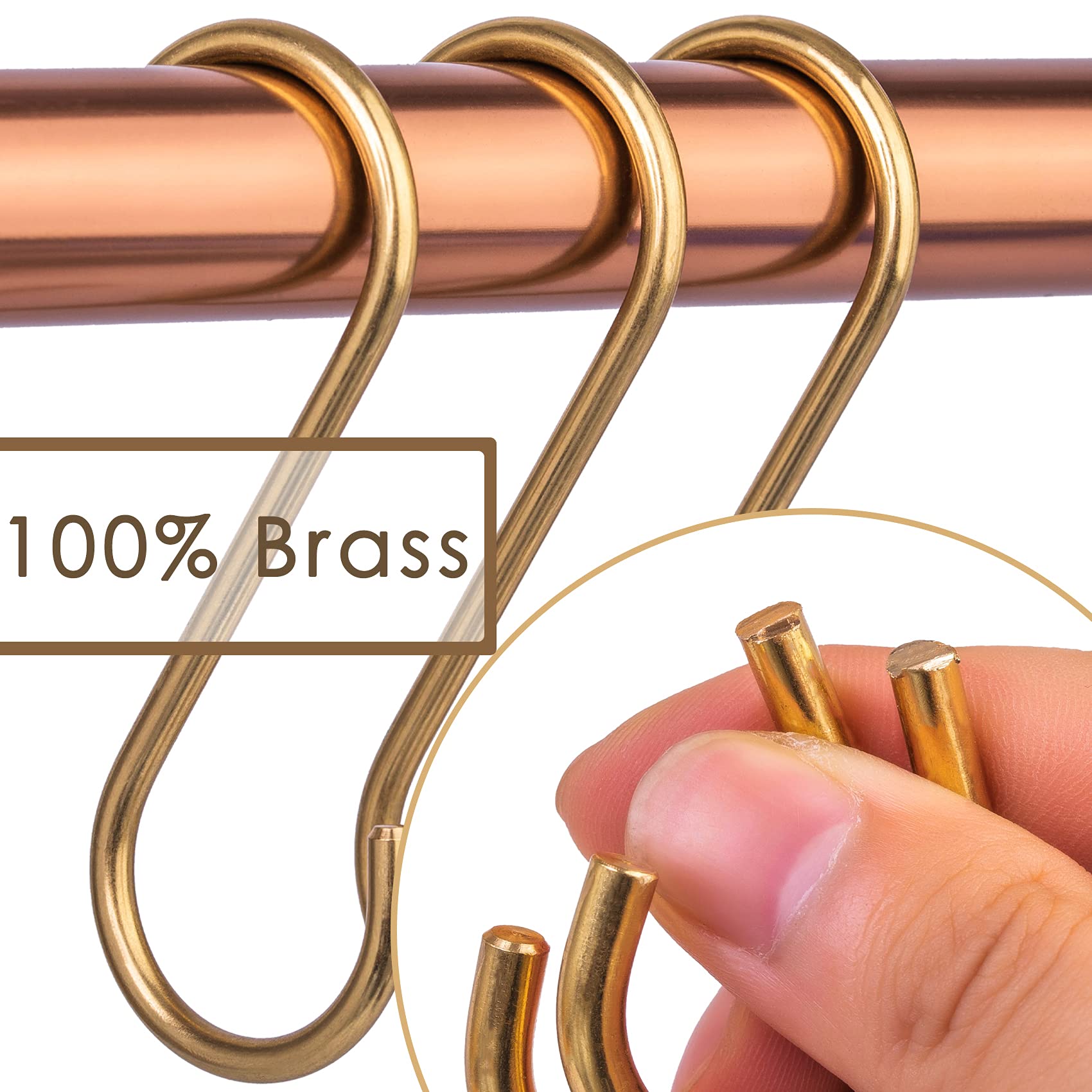 12 Pieces Brass S Shaped Hooks, Gold Coat Clothes Towel Hangers, Kitchen Pots Pans Coffee Cups Rack Hooks