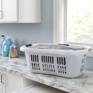 Rubbermaid 2.1-Bushel Small Hip-Hugger Portable Plastic Laundry Basket with Grab-Through Handles, White (6-Pack)