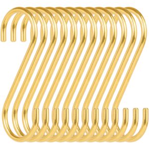 12 pieces brass s shaped hooks, gold coat clothes towel hangers, kitchen pots pans coffee cups rack hooks