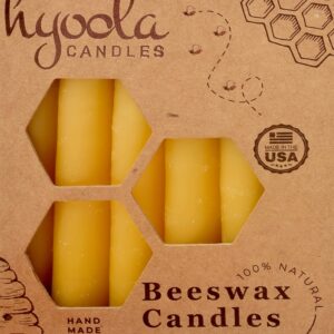 Hyoola Beeswax Candles 12 Pack - All Natural 100% Beeswax Tree Candles - 1/2 Inch Candles - Handmade in The USA - Yellow