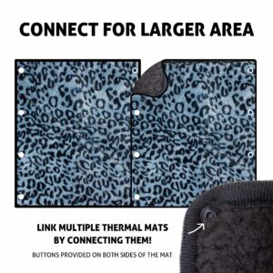 Downtown Pet Supply Thermal Cat Bed - Insulated Cat Mat with Aluminum Film & Sherpa Backing - Washer Safe Faux Fur Cover - Self-Warming Nap - Connectable, Large - Animal Print Grey - 31 x 18in