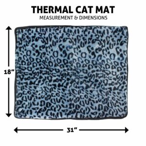 Downtown Pet Supply Thermal Cat Bed - Insulated Cat Mat with Aluminum Film & Sherpa Backing - Washer Safe Faux Fur Cover - Self-Warming Nap - Connectable, Large - Animal Print Grey - 31 x 18in