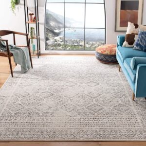 safavieh tulum collection x-large area rug - 12' x 15', ivory & grey, moroccan boho distressed design, non-shedding & easy care, ideal for high traffic areas in living room, bedroom (tul264a)