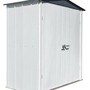 Arrow Shed Designed 6' x 3' x 6' Compact Outdoor Metal Backyard, Patio, and Garden Shed Kit, Flute Gray and Anthracite