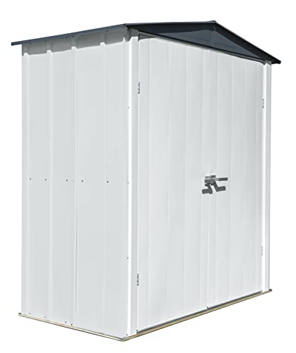 Arrow Shed Designed 6' x 3' x 6' Compact Outdoor Metal Backyard, Patio, and Garden Shed Kit, Flute Gray and Anthracite