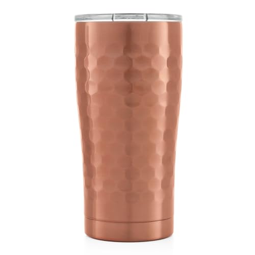 Seriously Ice Cold SIC 20 Oz. Double Wall Vacuum Insulated 18/8 Stainless Steel Travel Tumbler Mug | Powder Coated with Splash Proof BPA Free Lid | Coffee, Tea, Wine, and Cocktails (Hammered Copper)