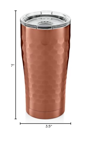 Seriously Ice Cold SIC 20 Oz. Double Wall Vacuum Insulated 18/8 Stainless Steel Travel Tumbler Mug | Powder Coated with Splash Proof BPA Free Lid | Coffee, Tea, Wine, and Cocktails (Hammered Copper)