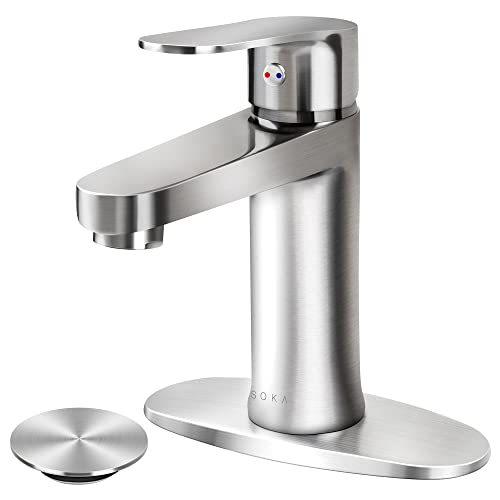 SOKA Bathroom Sink Faucet, Straight Head, Brushed Nickel