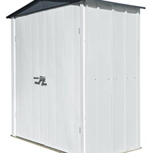 Arrow Shed Designed 6' x 3' x 6' Compact Outdoor Metal Backyard, Patio, and Garden Shed Kit, Flute Gray and Anthracite