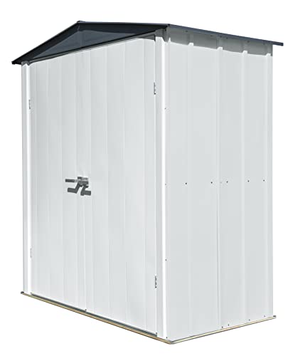 Arrow Shed Designed 6' x 3' x 6' Compact Outdoor Metal Backyard, Patio, and Garden Shed Kit, Flute Gray and Anthracite