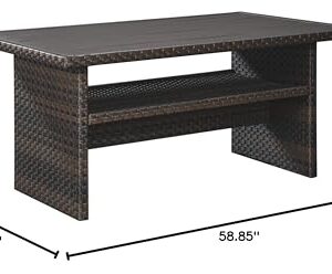 Signature Design by Ashley Outdoor Easy Isle Multi-Use Resin Wicker Patio Table, Dark Brown