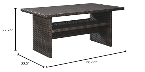 Signature Design by Ashley Outdoor Easy Isle Multi-Use Resin Wicker Patio Table, Dark Brown